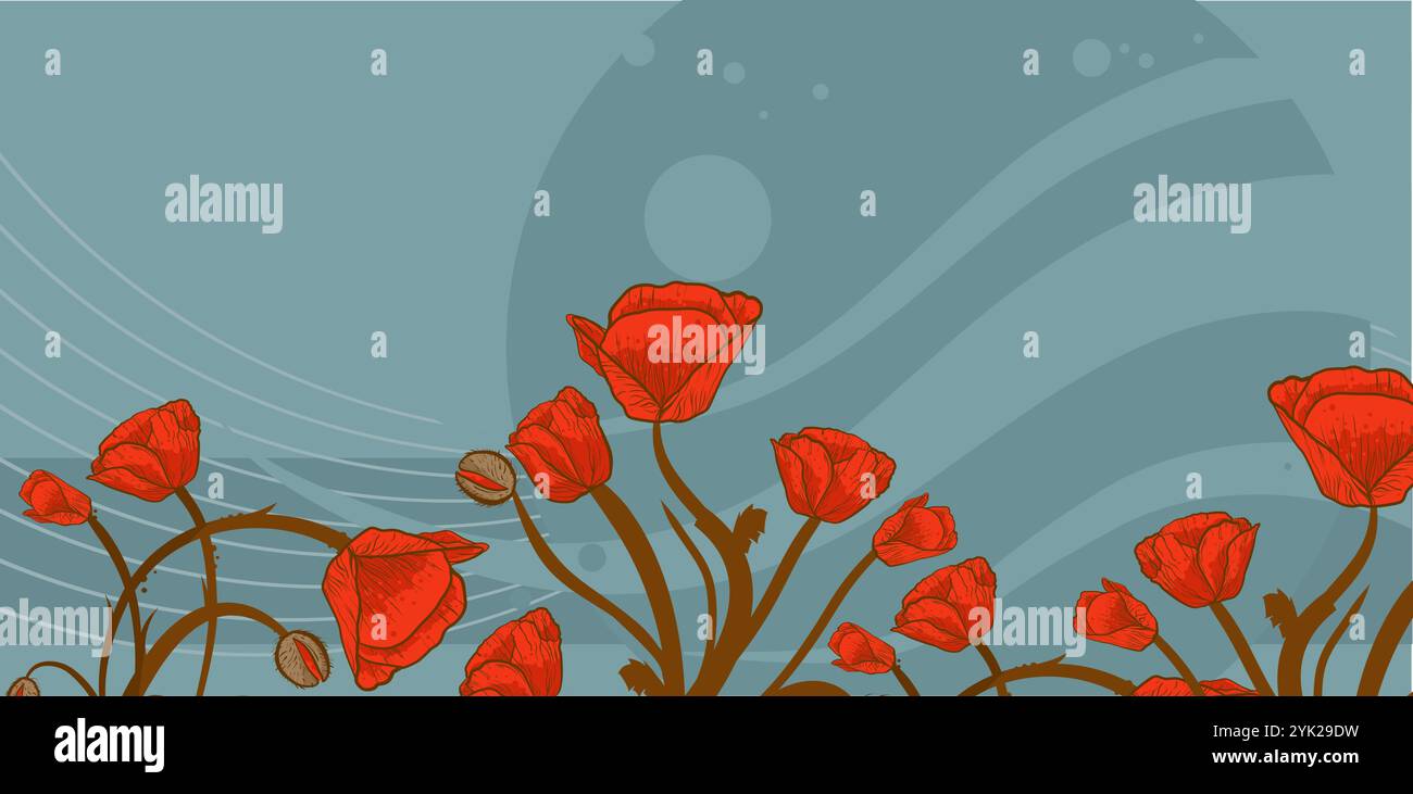 Peaceful background with red poppies Stock Vector Image & Art - Alamy