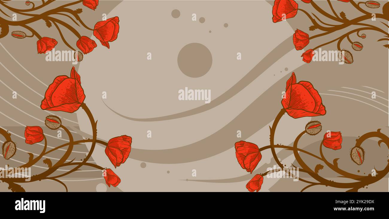 Peaceful background with red poppies Stock Vector Image & Art - Alamy