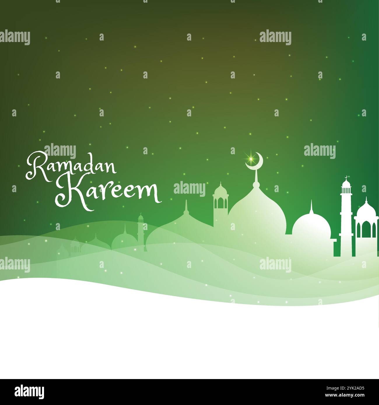 masjid silhouette on green background with wave Stock Vector Image ...
