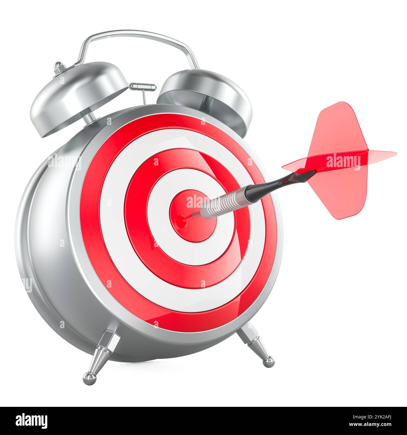 Alarm Clock with target and arrow in bullseyes, 3D rendering isolated ...
