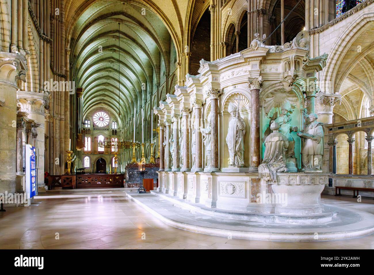Interior of the Basilica of Saint-Remi with shrine of St. Remigius in ...