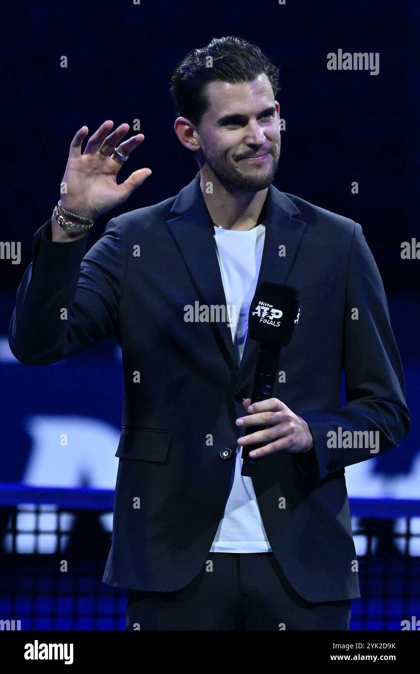 Dominic Thiem pose for a photo during a retirement ceremony during day ...