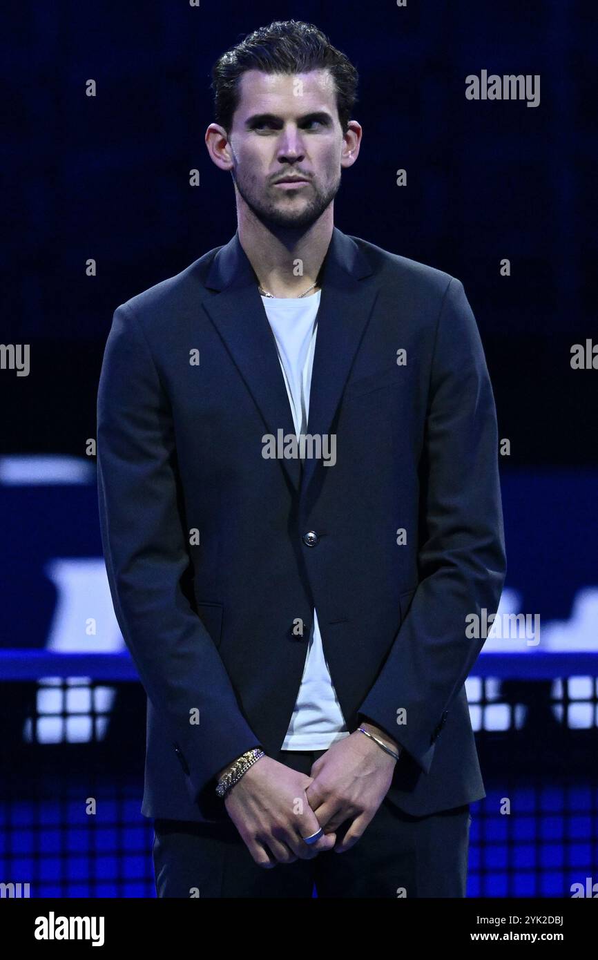 Dominic Thiem pose for a photo during a retirement ceremony during day ...