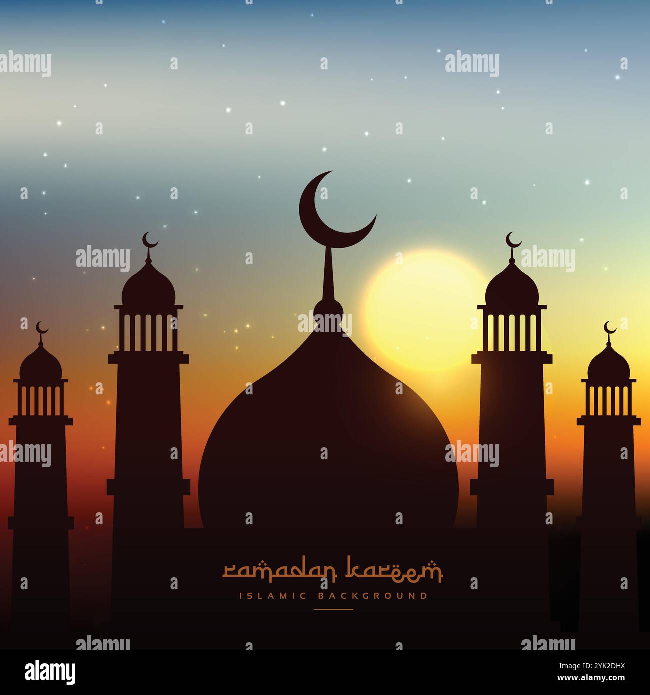 mosque shape in evening sky with sun Stock Vector Image & Art - Alamy