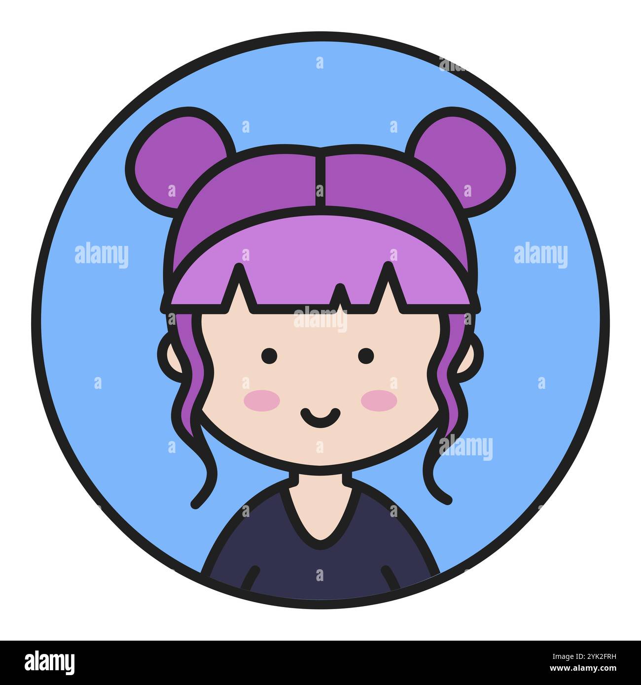 Cute female head with pretty fashion hairdo vector icon. Avatar ...