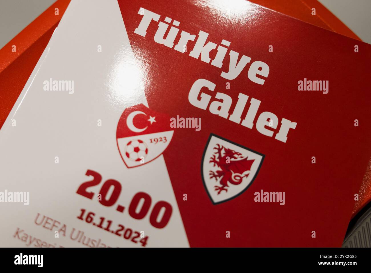 KAYSERI, Turkey. 16th Nov, 2024. Match program during the 2025 UEFA ...