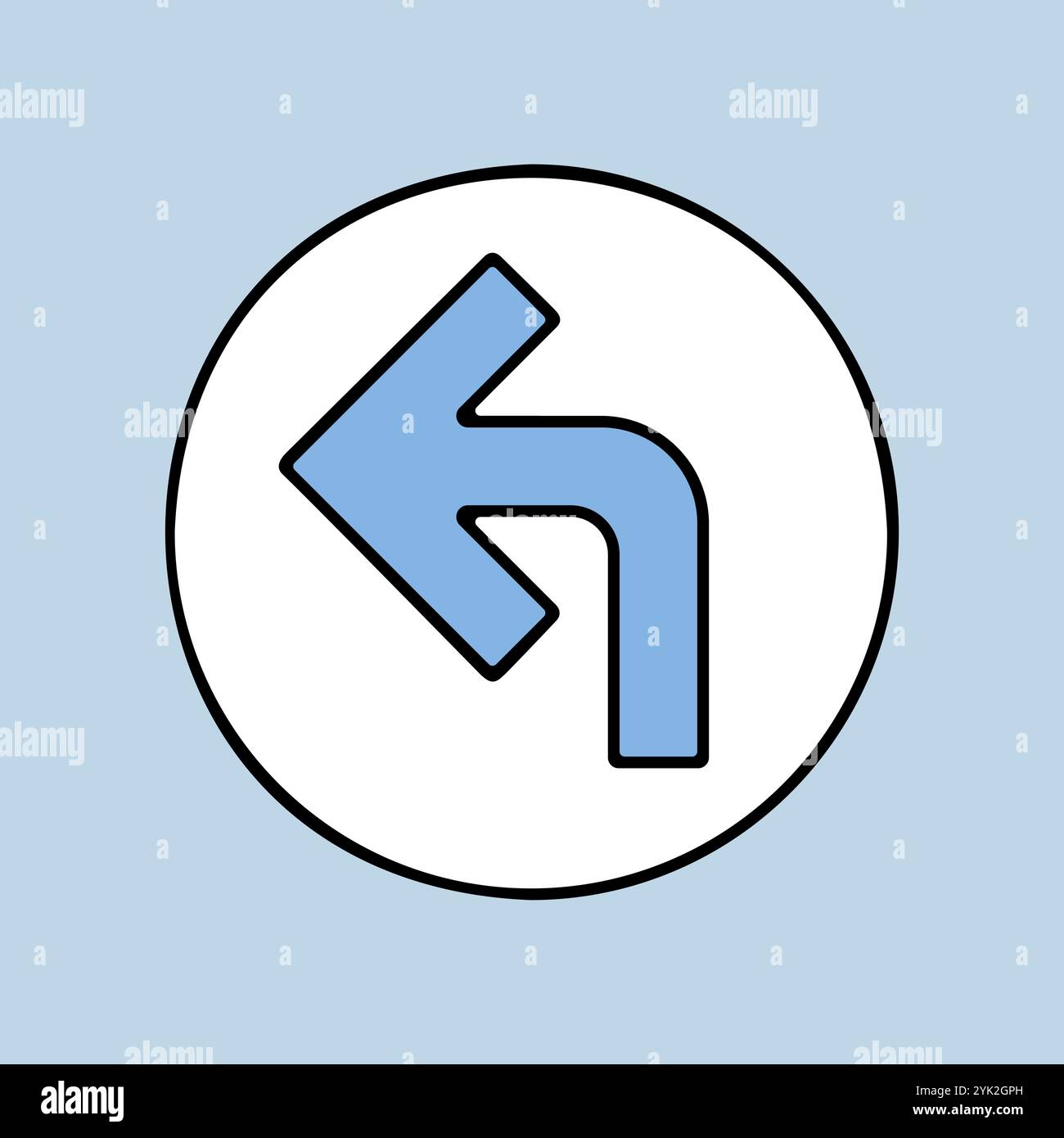 Turn left arrow vector icon. Navigation sign. Graph symbol for travel and tourism web site and ...