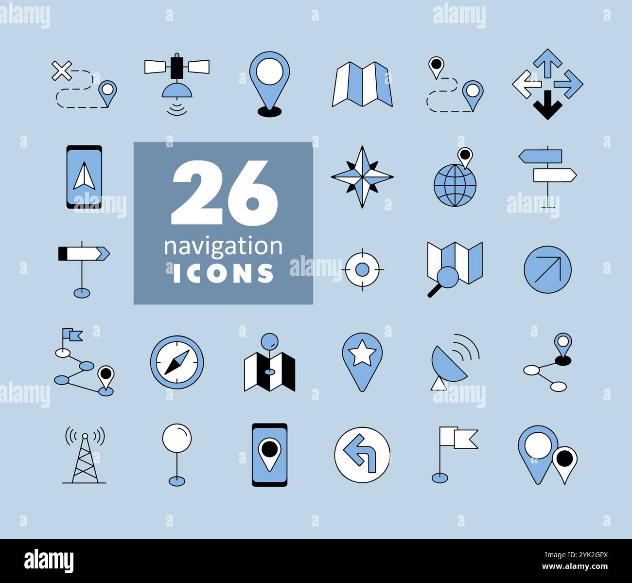 Maps, location, navigation vector isolated icons set. Graph symbol for ...
