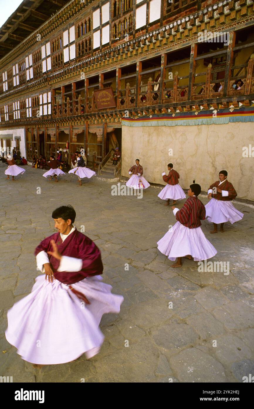 Religious dancers. Festival. Tshechu. Tongsa. Bhutan Stock Photo - Alamy