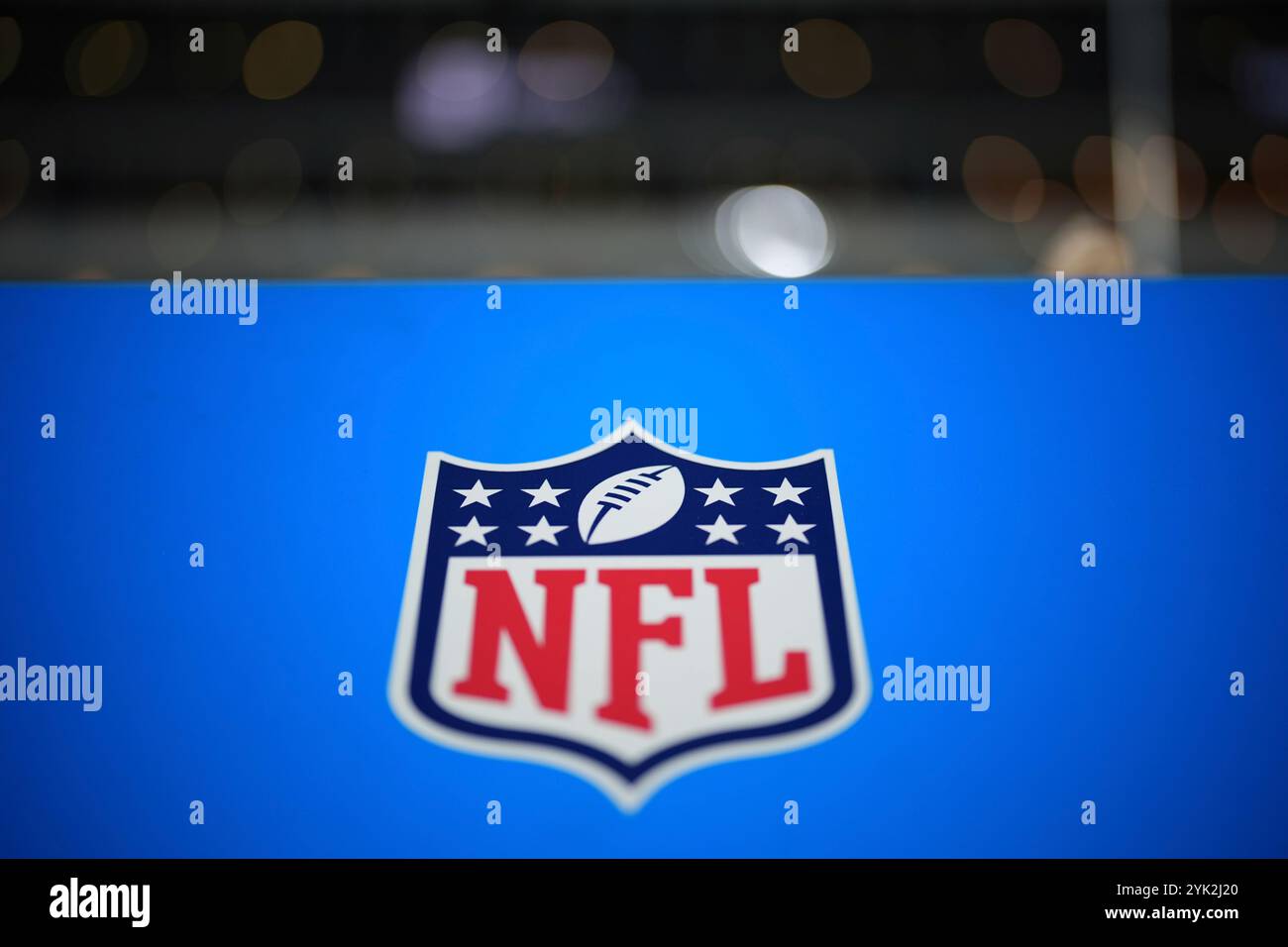 An NFL logo is seen before an NFL football game, Thursday, Nov. 14 ...