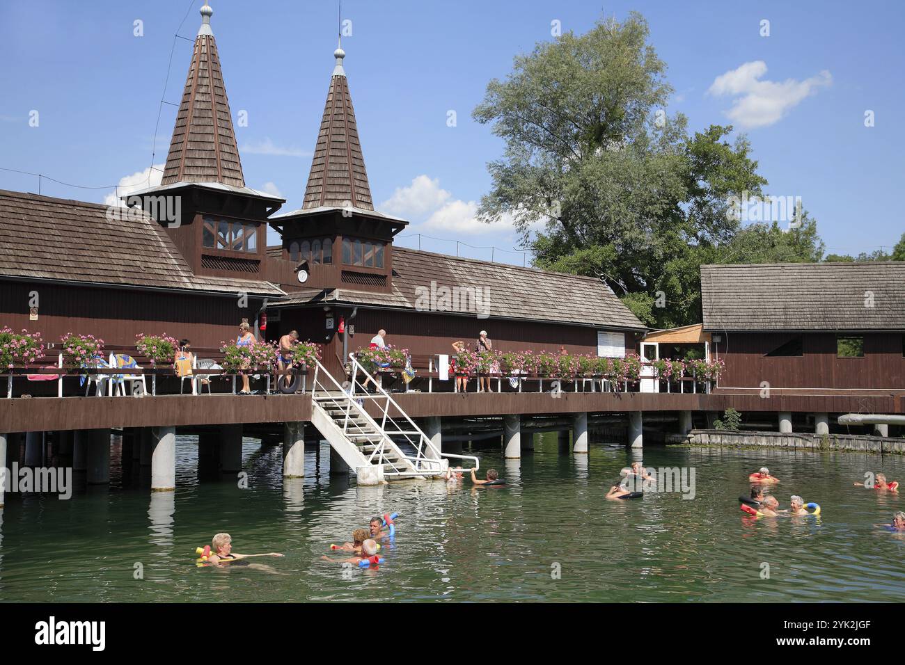 Thermal Lake, baths, spa, people. Héviz. Hungary Stock Photo - Alamy