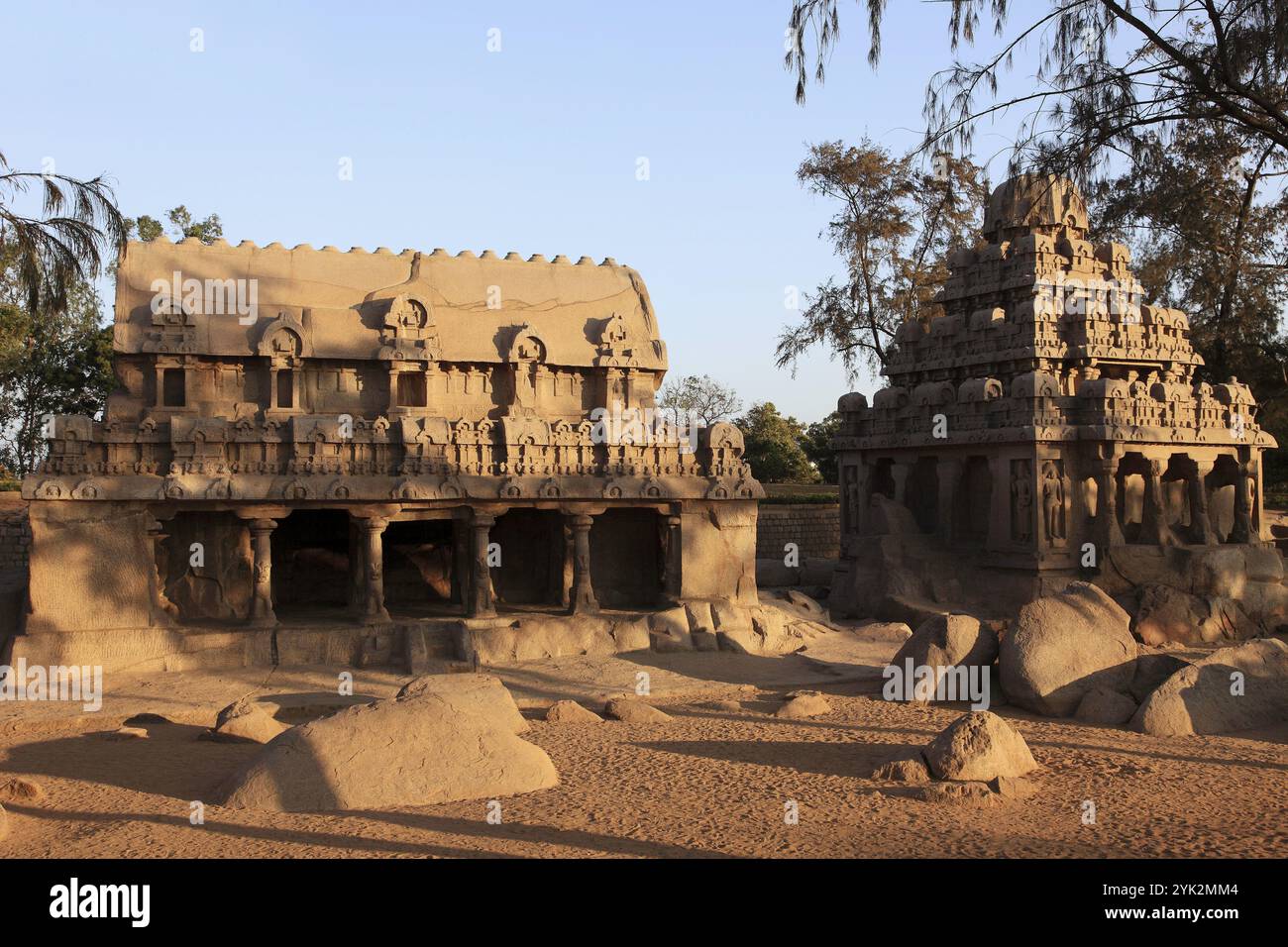 India, Tamil Nadu, Mamallapuram, Mahabalipuram, Five Rathas Stock Photo ...