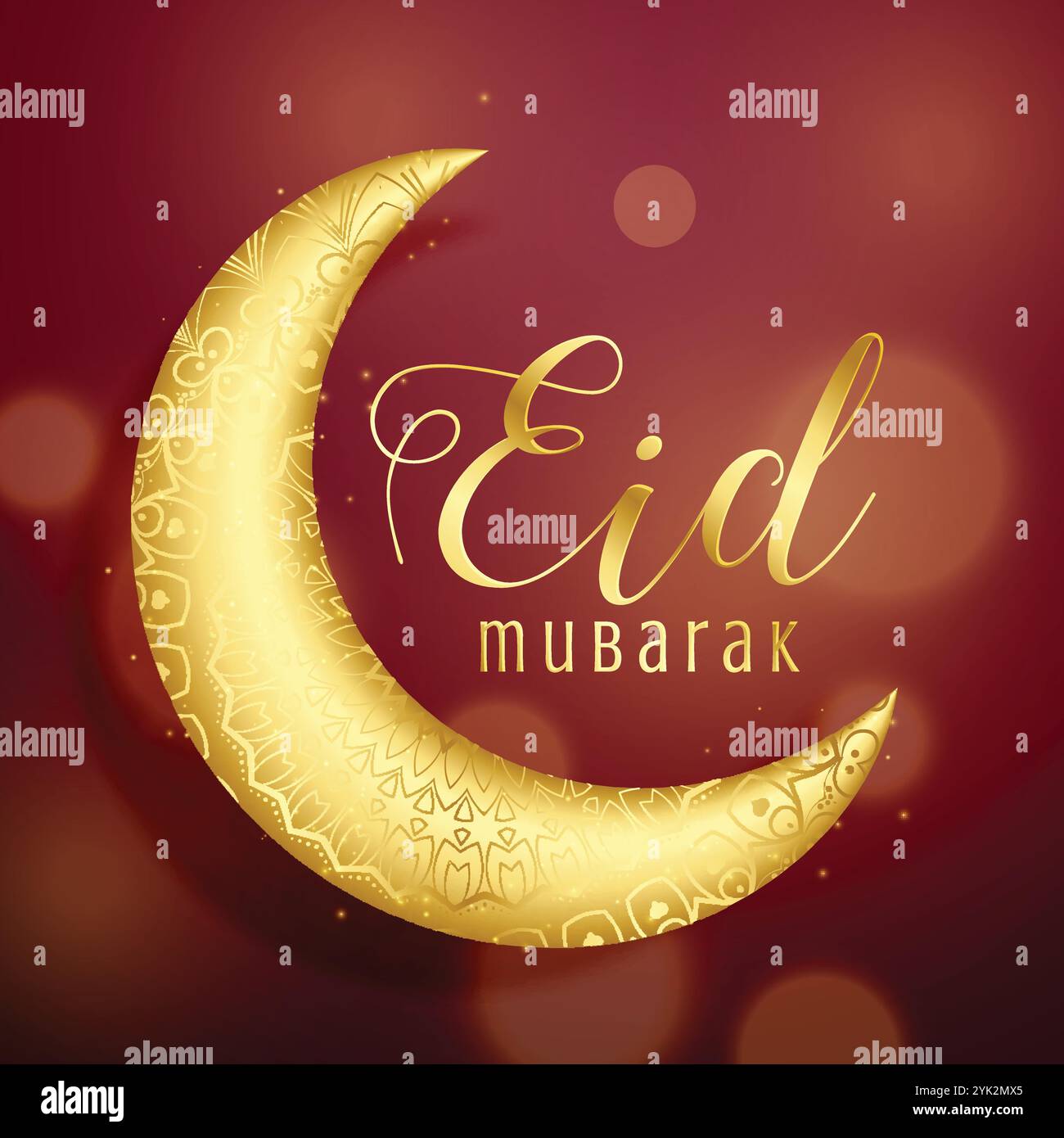 golden crescent moon on red background for eid festival Stock Vector ...