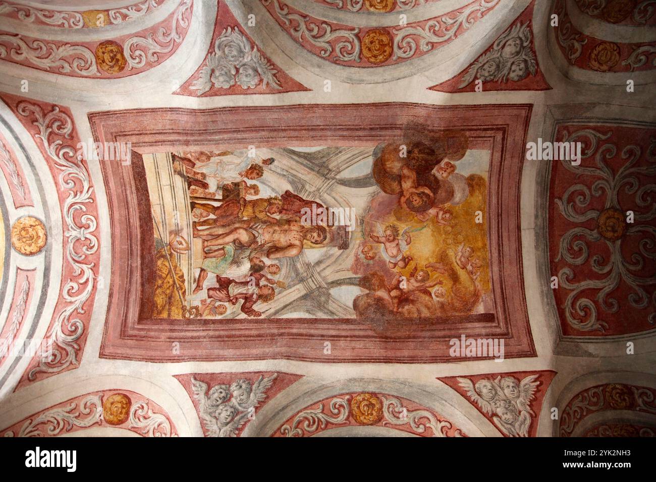 Slovenia, Bled, Castle, chapel interior, painted ceiling Stock Photo ...