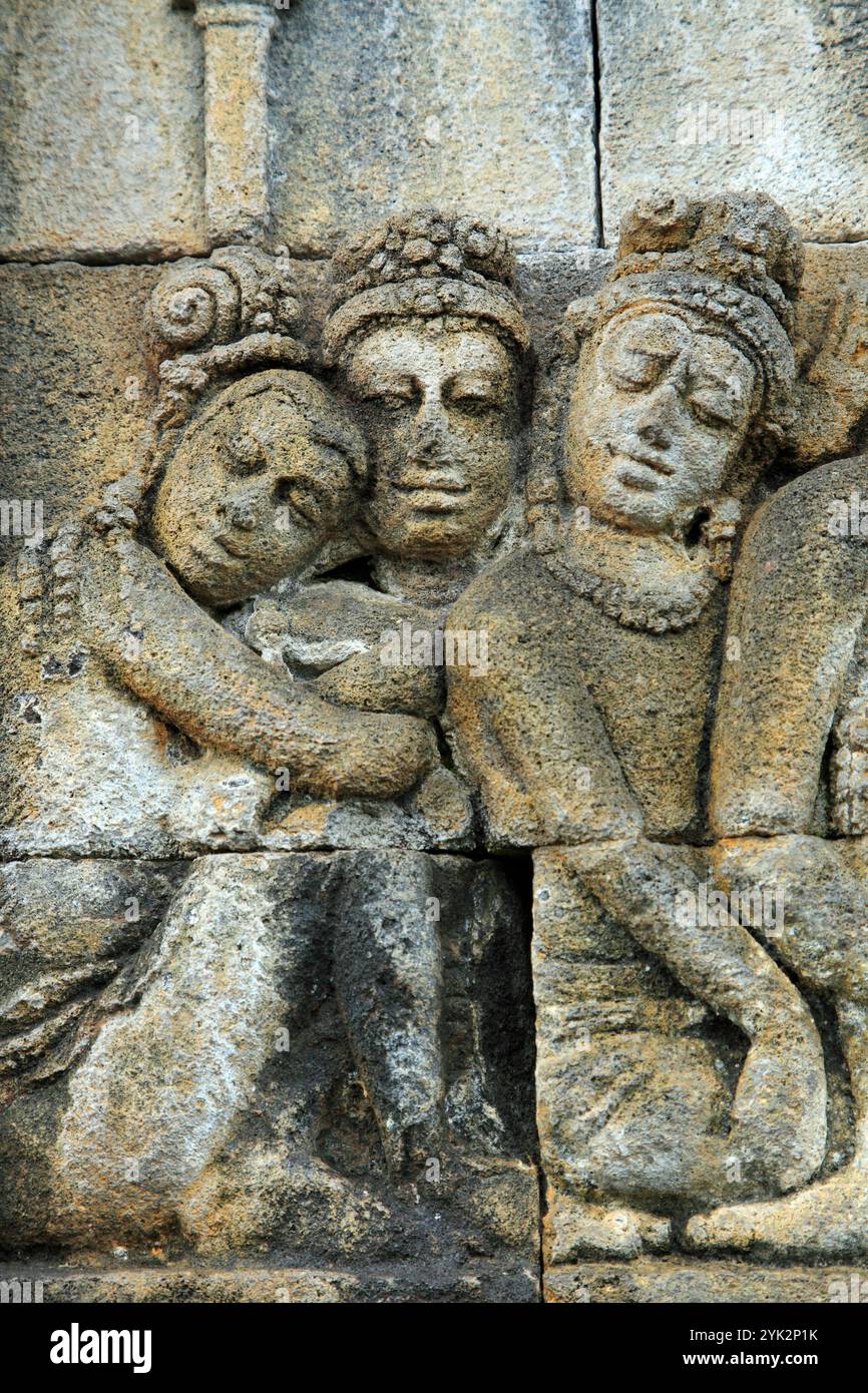 Indonesia, Java, Borobudur Temple, sculpture, stone carving, relief ...