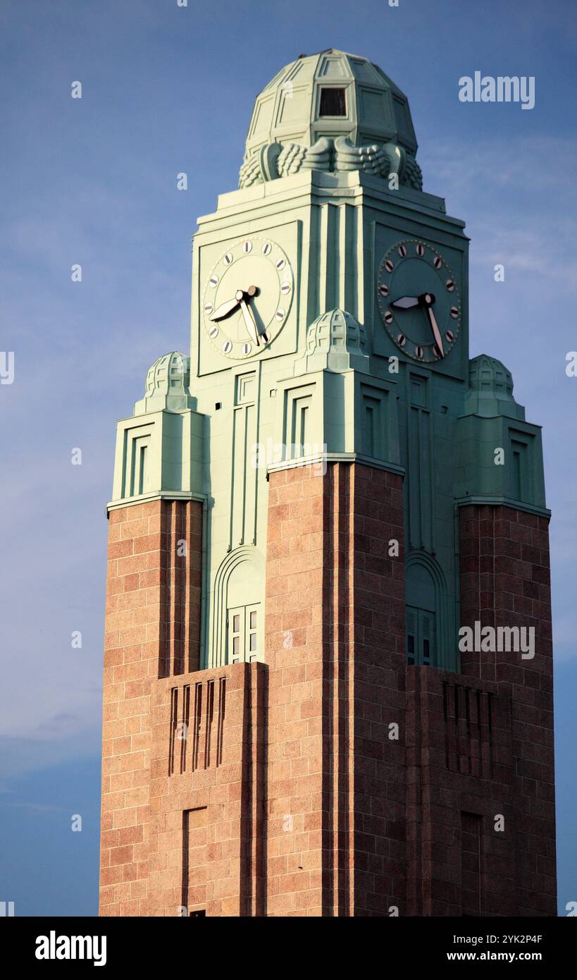 Finland, Helsinki, Railway Station, clock tower Stock Photo - Alamy