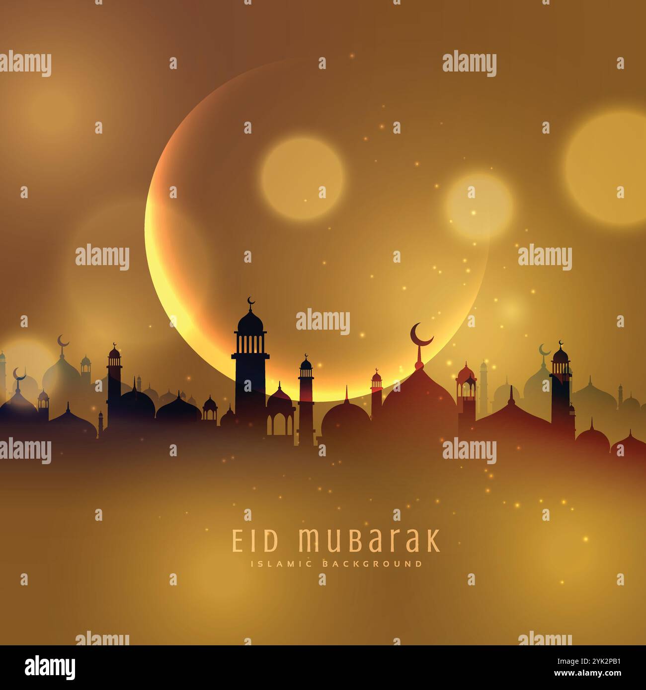 awesome eid festival background in golden theme Stock Vector Image ...