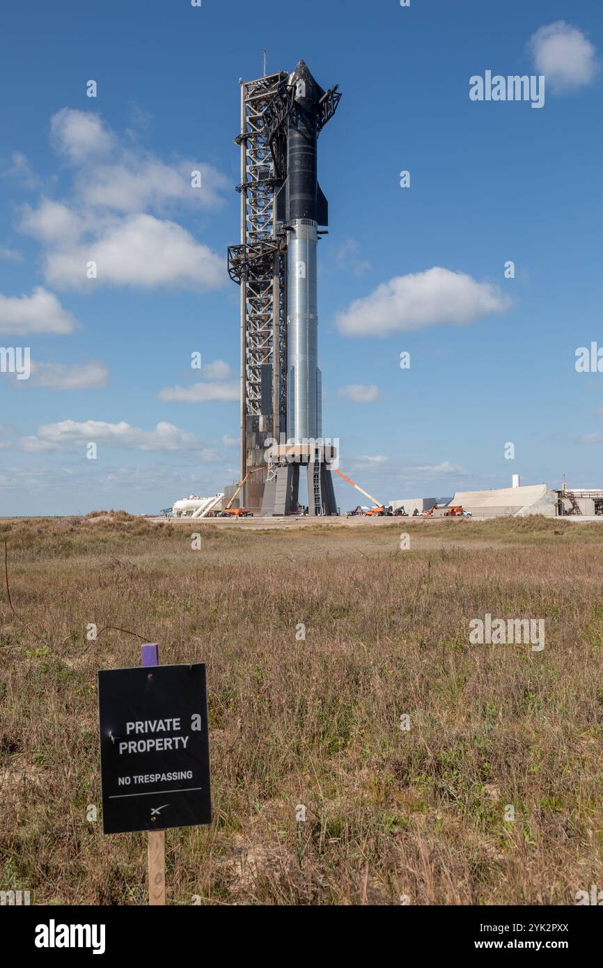 Current and closeup views of SpaceX Starship IFT-6 fully stacked ready ...