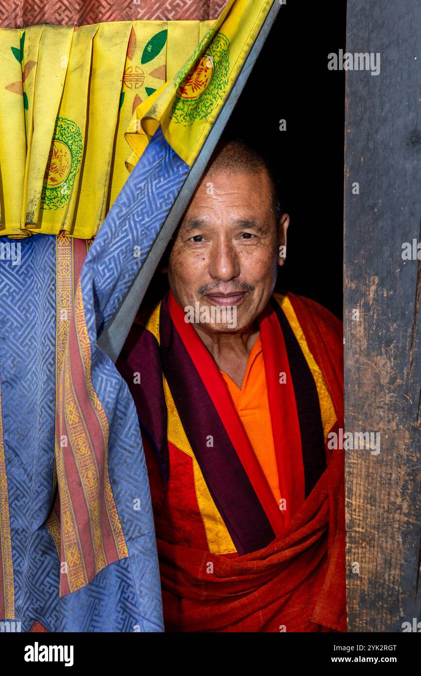 The head monk of Lungchutse Temple, which is located at an elevation of ...