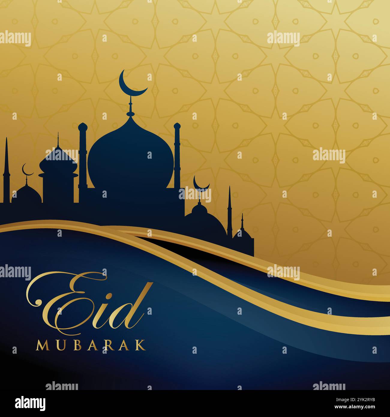 beautiful eid festival greeting in golden color Stock Vector Image ...