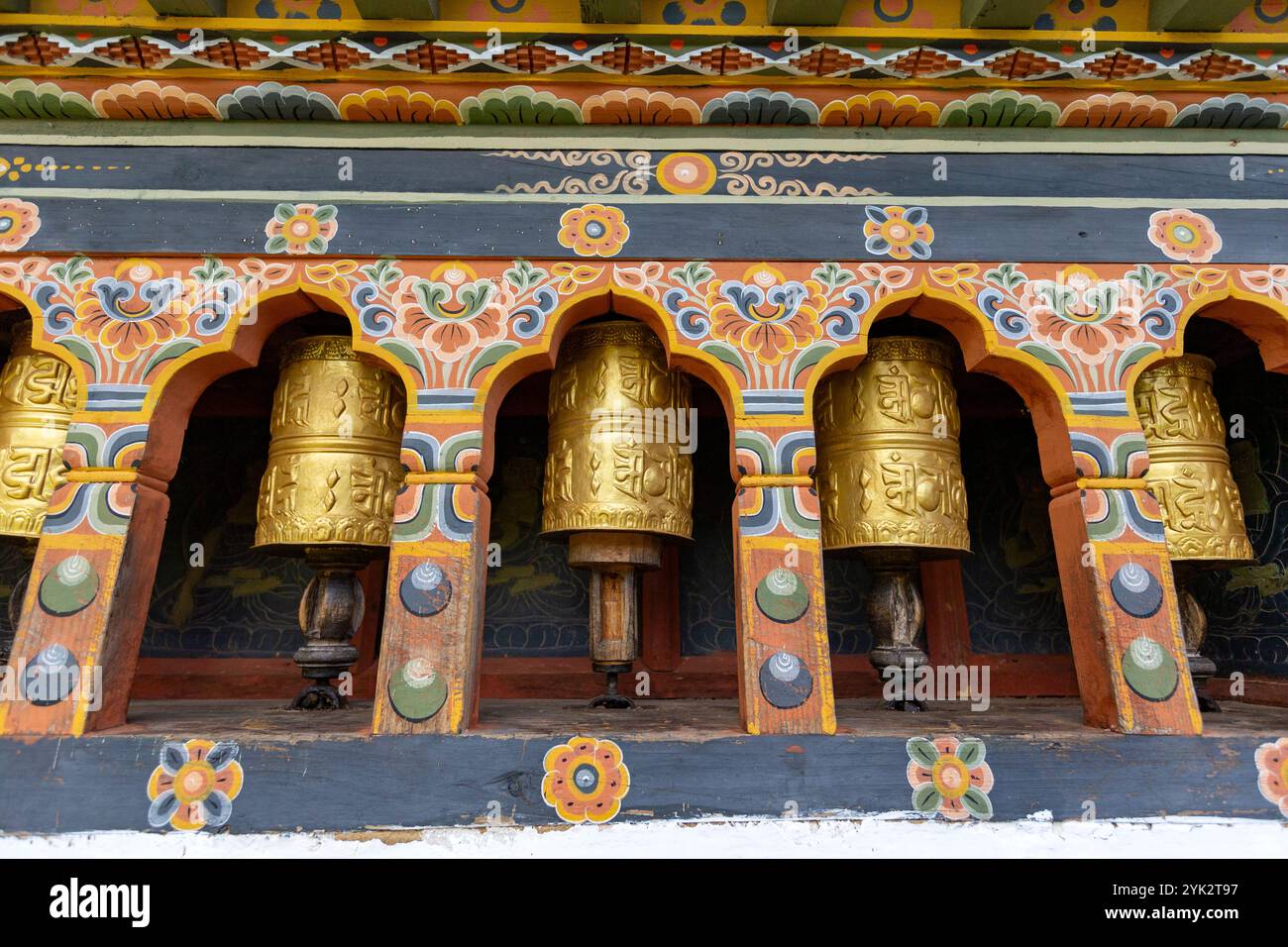 Prayer wheels at Tashigang Gonpa temple, Bhutan Stock Photo - Alamy