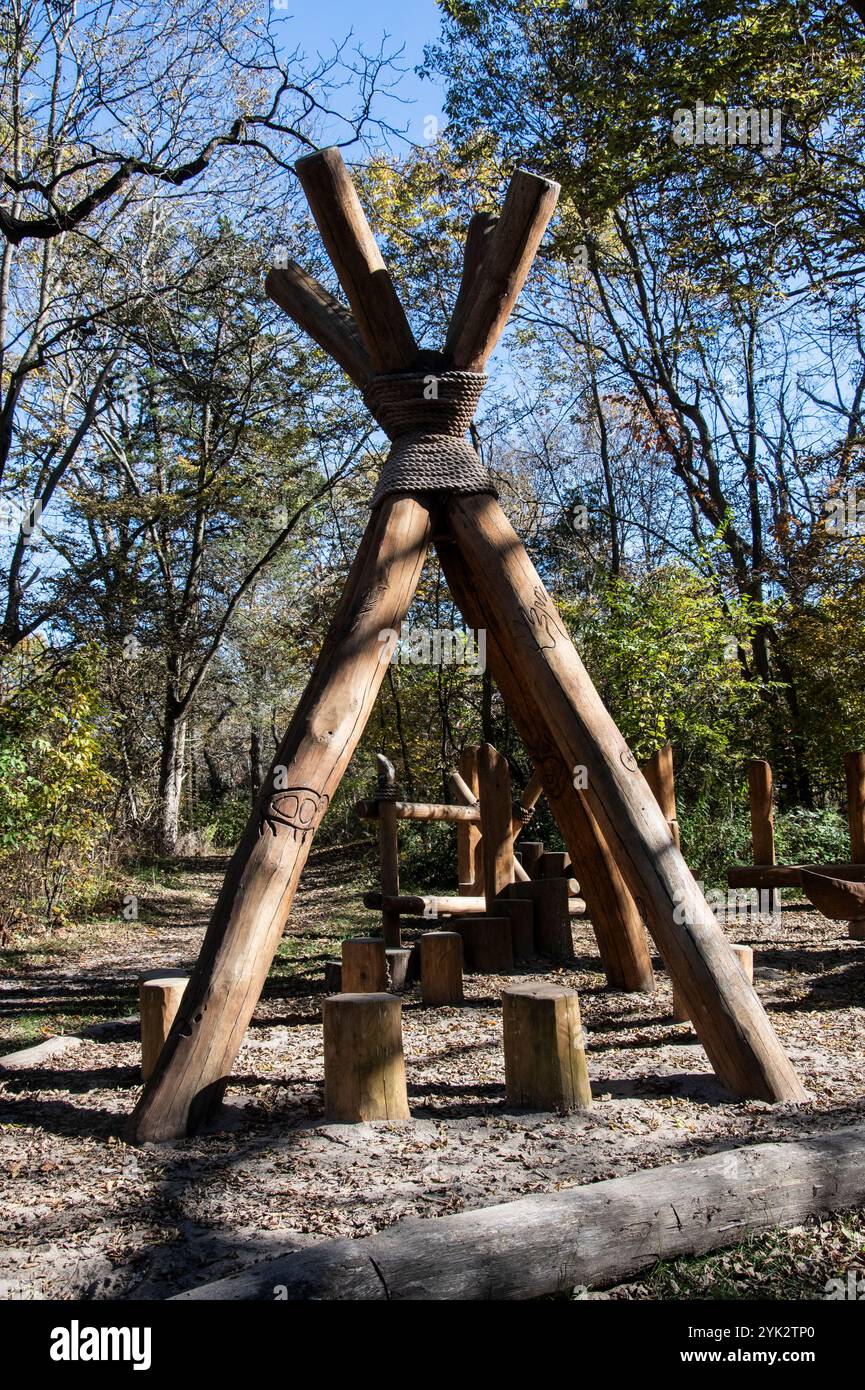 Teepee log structure at Madbin Jina at Point Pelee National Park in ...
