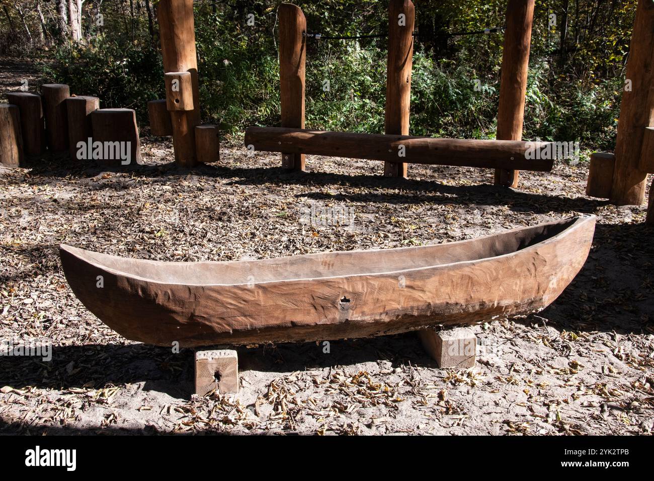Sculpture dug out canoe at Madbin Jina at Point Pelee National Park in ...
