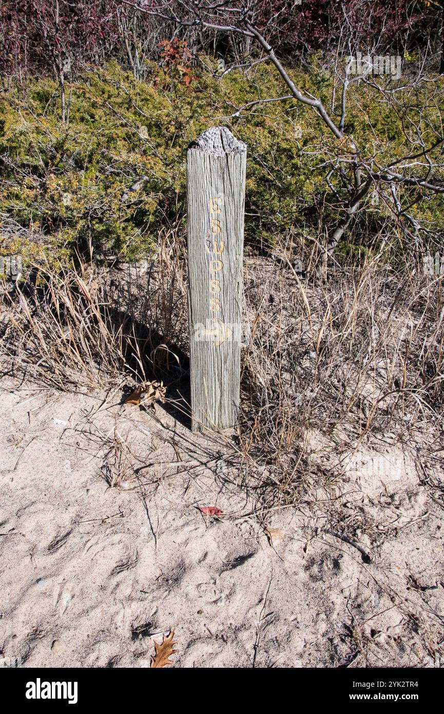 ESWPSS sign at the beach by the dunes at Point Pelee National Park in ...