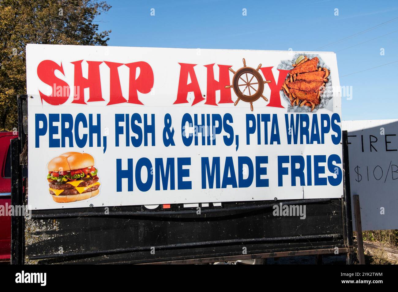Ship Ahoy Restaurant sign on Point Pelee Drive in Leamington, Ontario ...