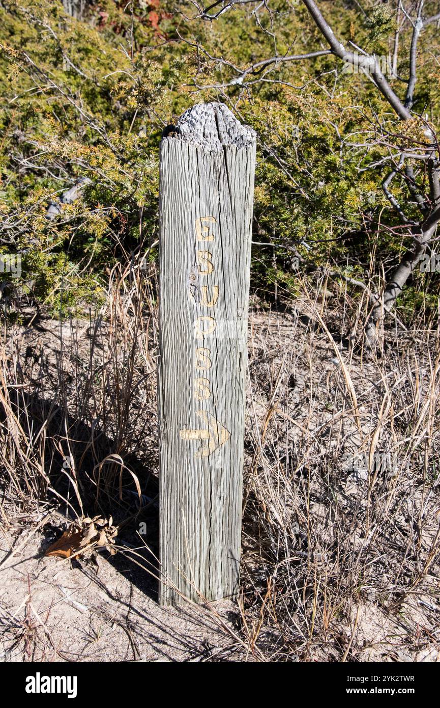ESWPSS sign at the beach by the dunes at Point Pelee National Park in ...