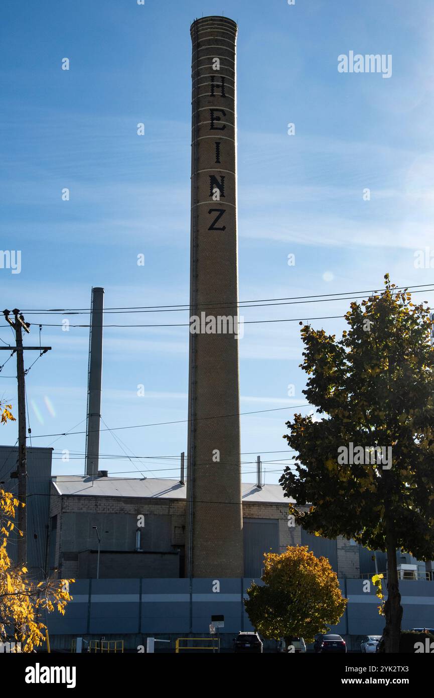 Heinz sign on a stack at Highbury Canco facility on Oak Street East in ...
