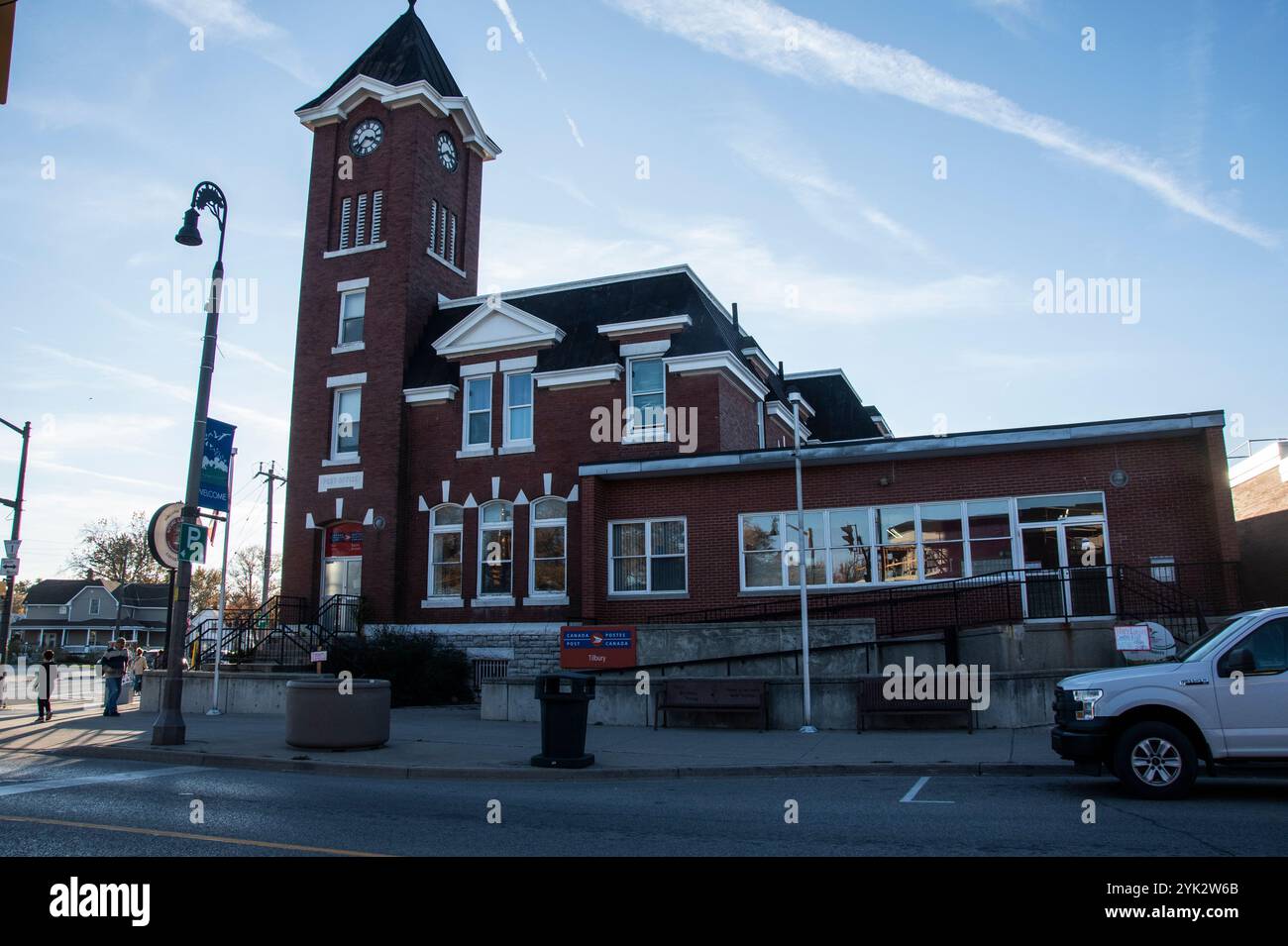 Post office on Queen Street North in downtown Tilbury, Ontario, Canada ...