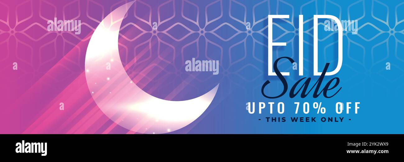islamic eid sale banner header design with shiny moon Stock Vector ...