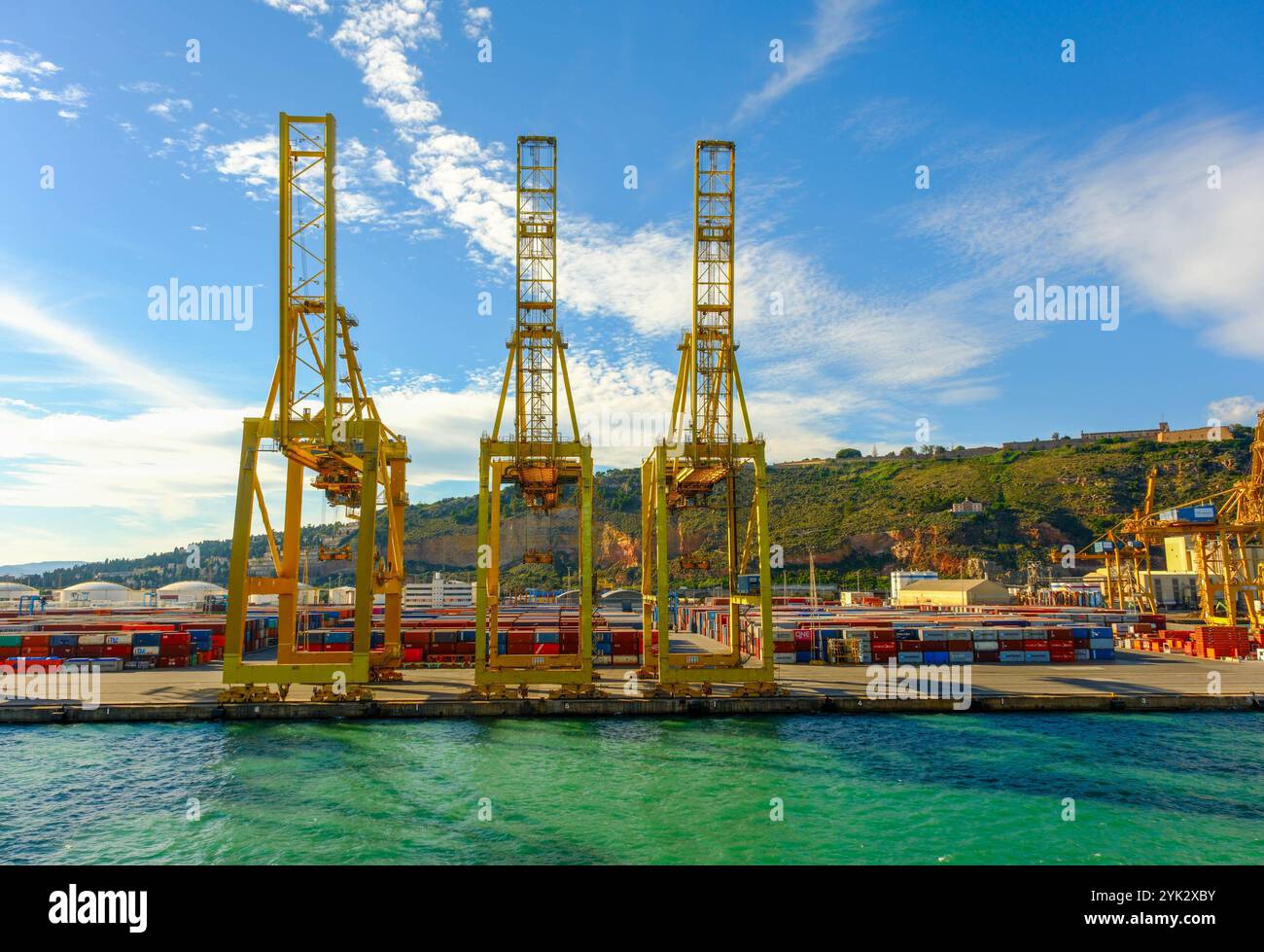 BARCELONA, SPAIN - October 3, 2024: Barcelona's freight harbor is a ...