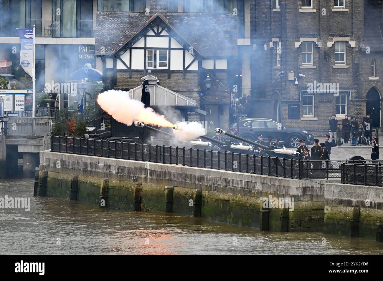 A 62 gun salute marking His Majesty The King's Birthday at The Tower of ...