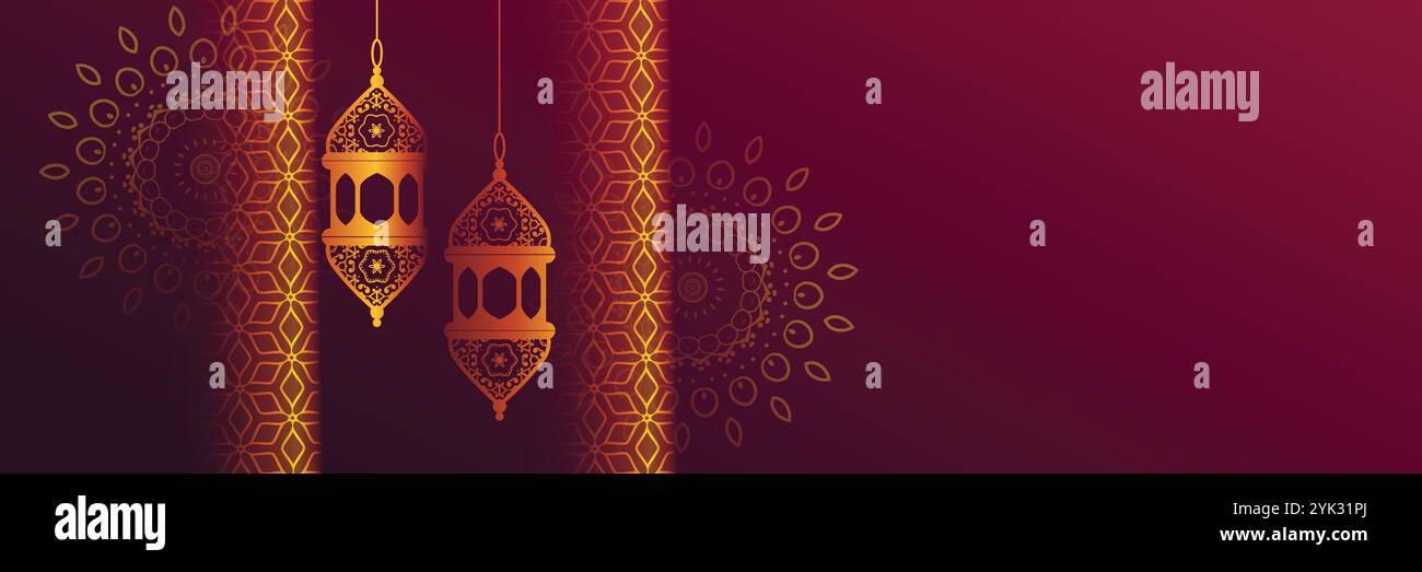 decorative islamic banner with hanging lantern Stock Vector Image & Art ...