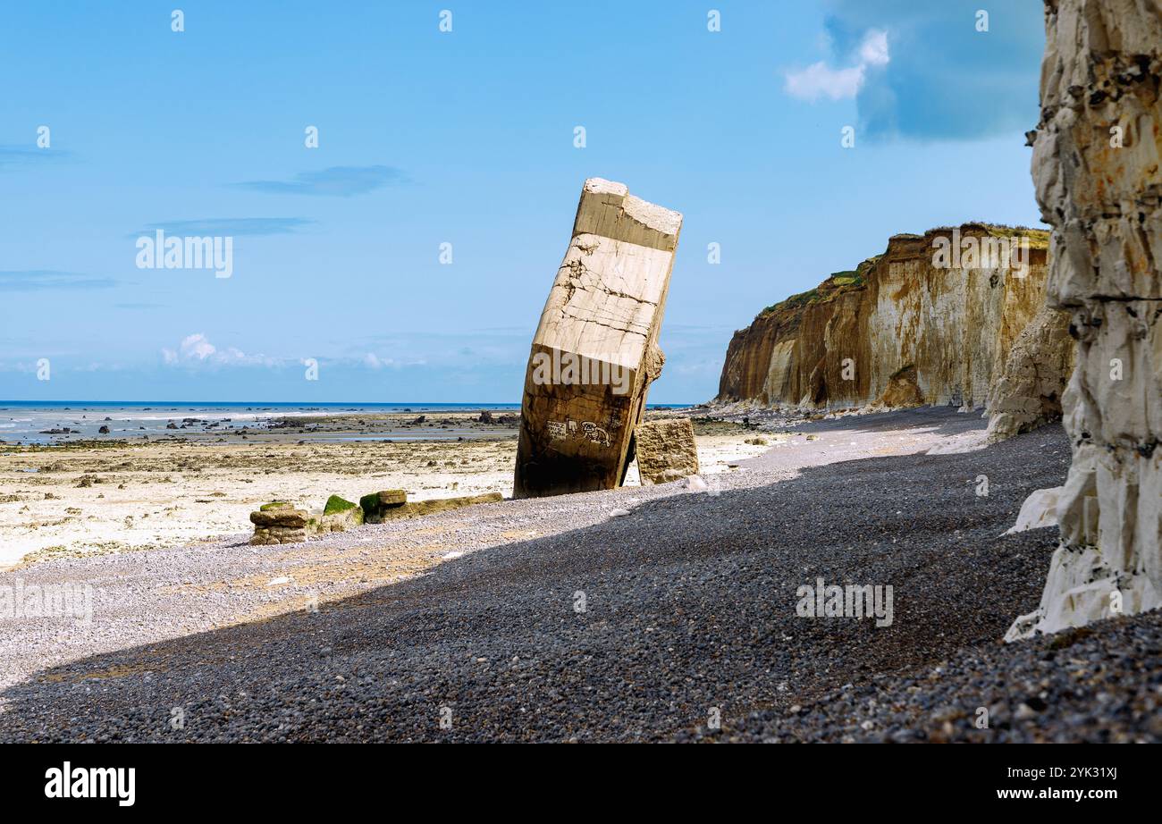 Bunker Vertical (Bunker tombé) near Sainte-Marguerite-sur-Mer, on the ...