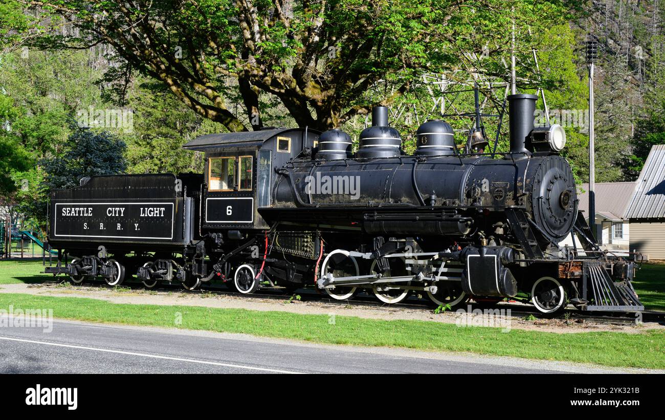 Newhalem, WA, USA - May 10, 2024; Seattle City Light Baldwin steam ...