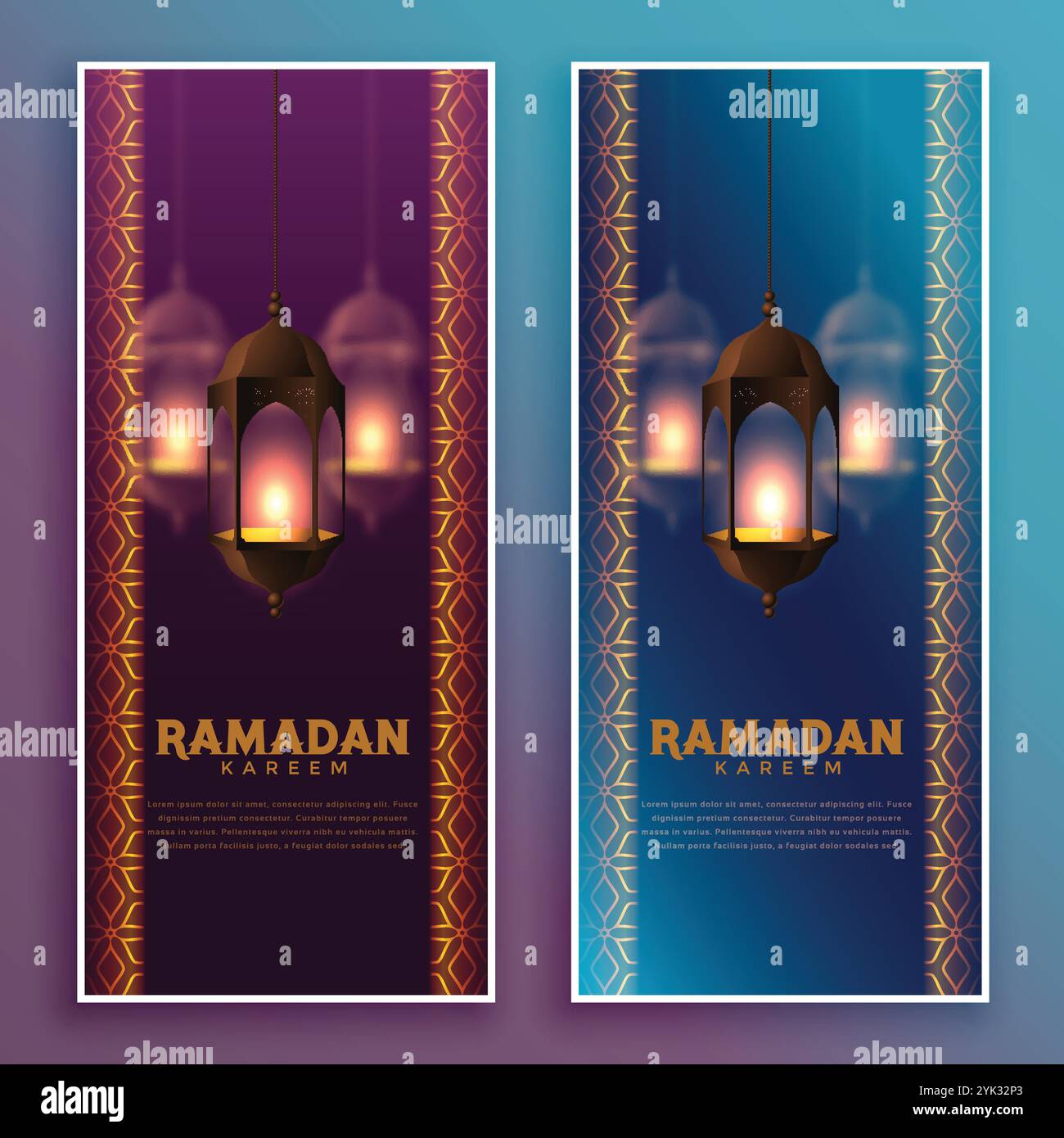 hanging islamic lamps ramadan kareem banner design Stock Vector Image ...