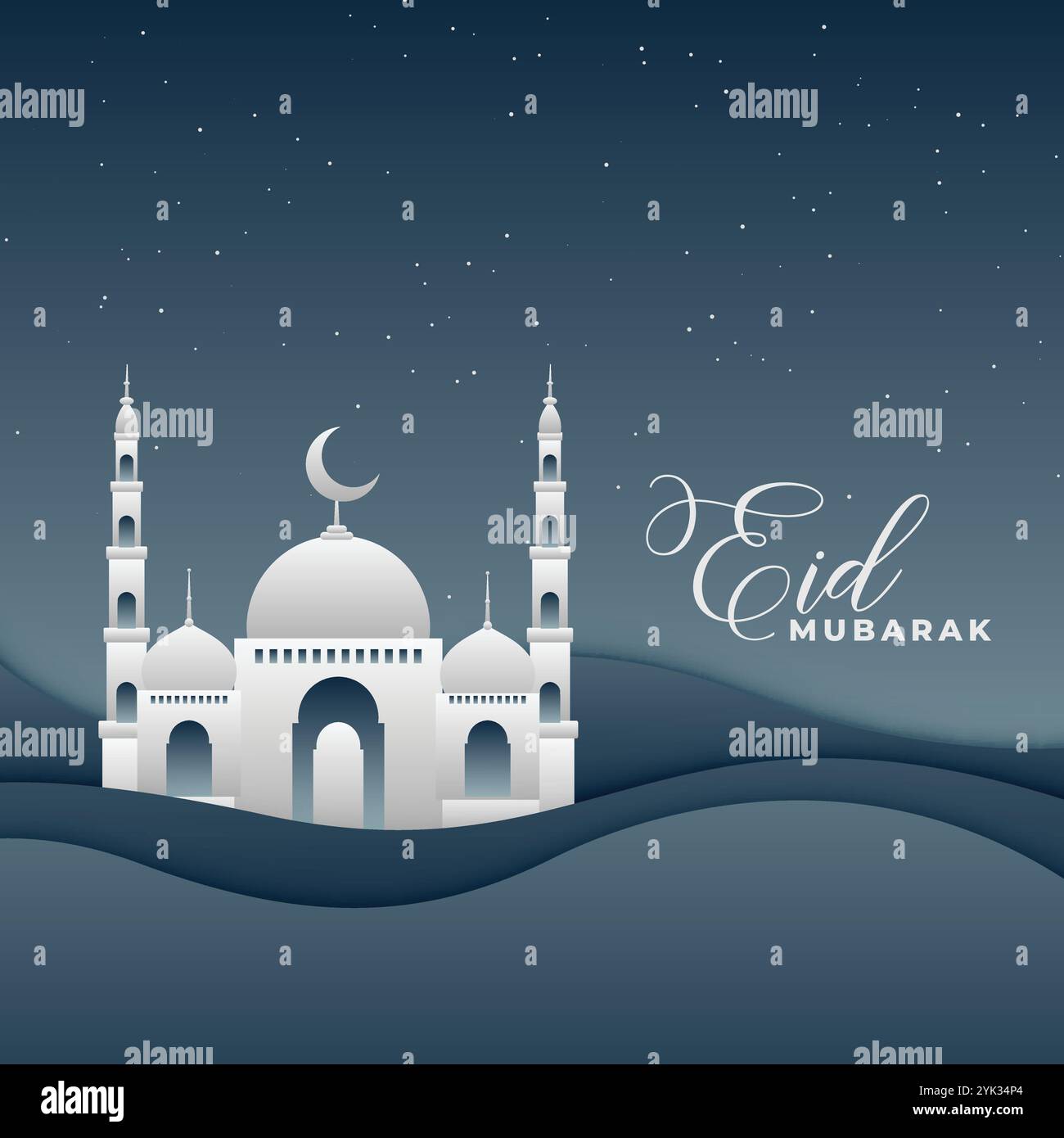 3d mosque night landscape eid festival design Stock Vector Image & Art ...