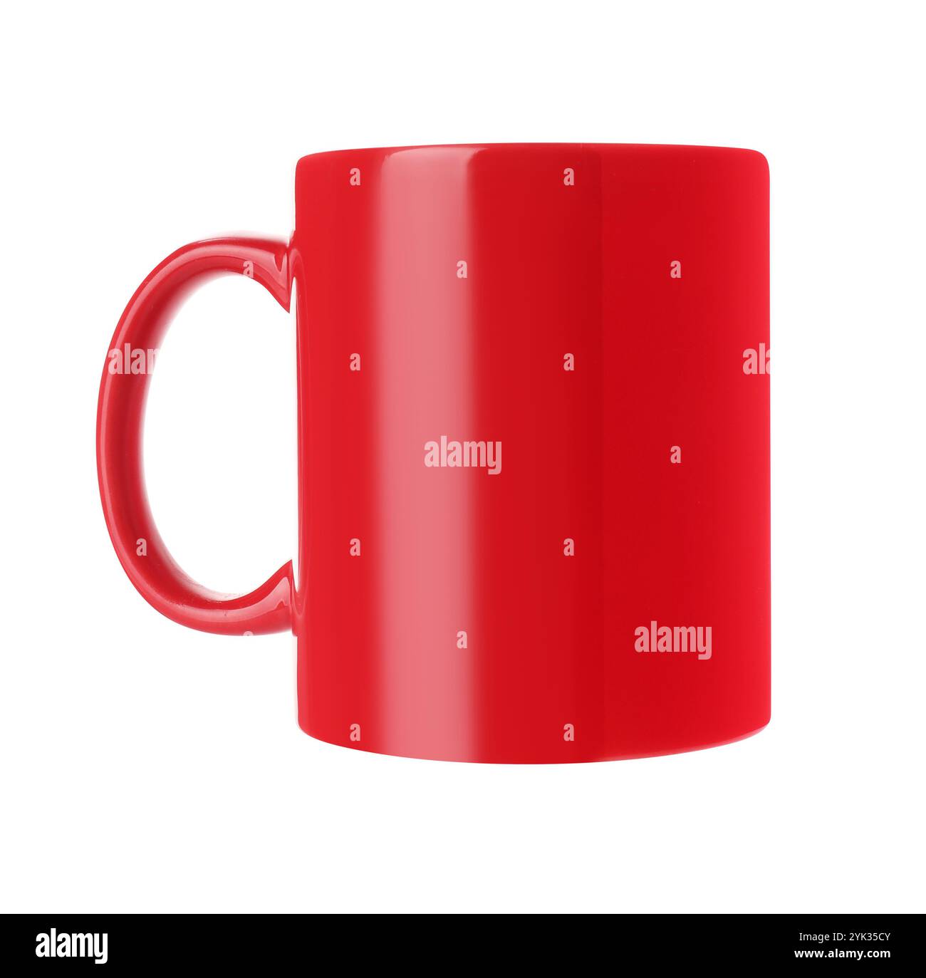 Red ceramic mug isolated on white. Mockup for design Stock Photo - Alamy