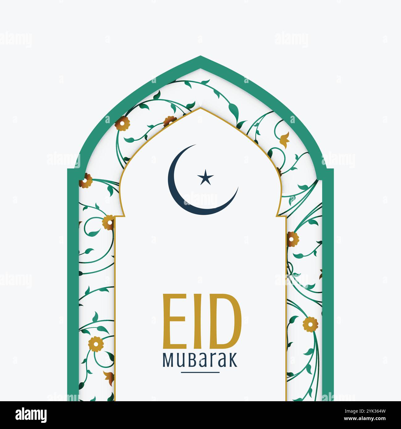 mosque gate with arabic floral decoration eid background Stock Vector ...