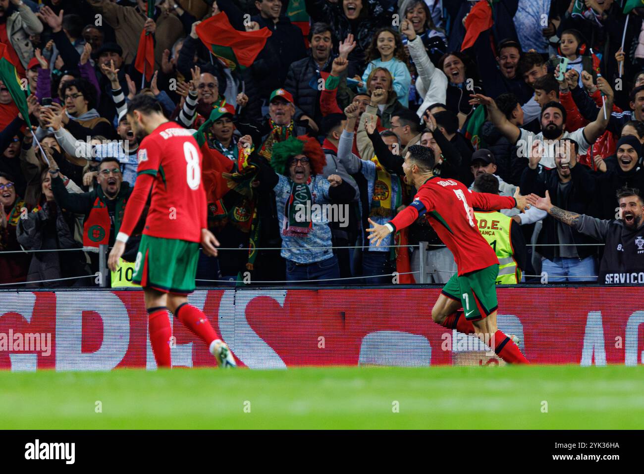 Cristiano Ronaldo seen celebrating after scoring goal during UEFA ...