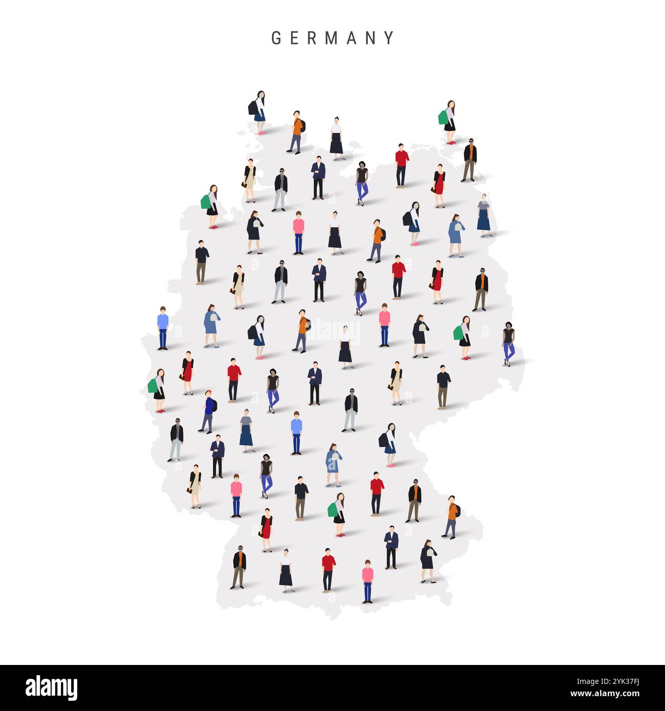 Germany population map. Large group of people in a shape of German map ...
