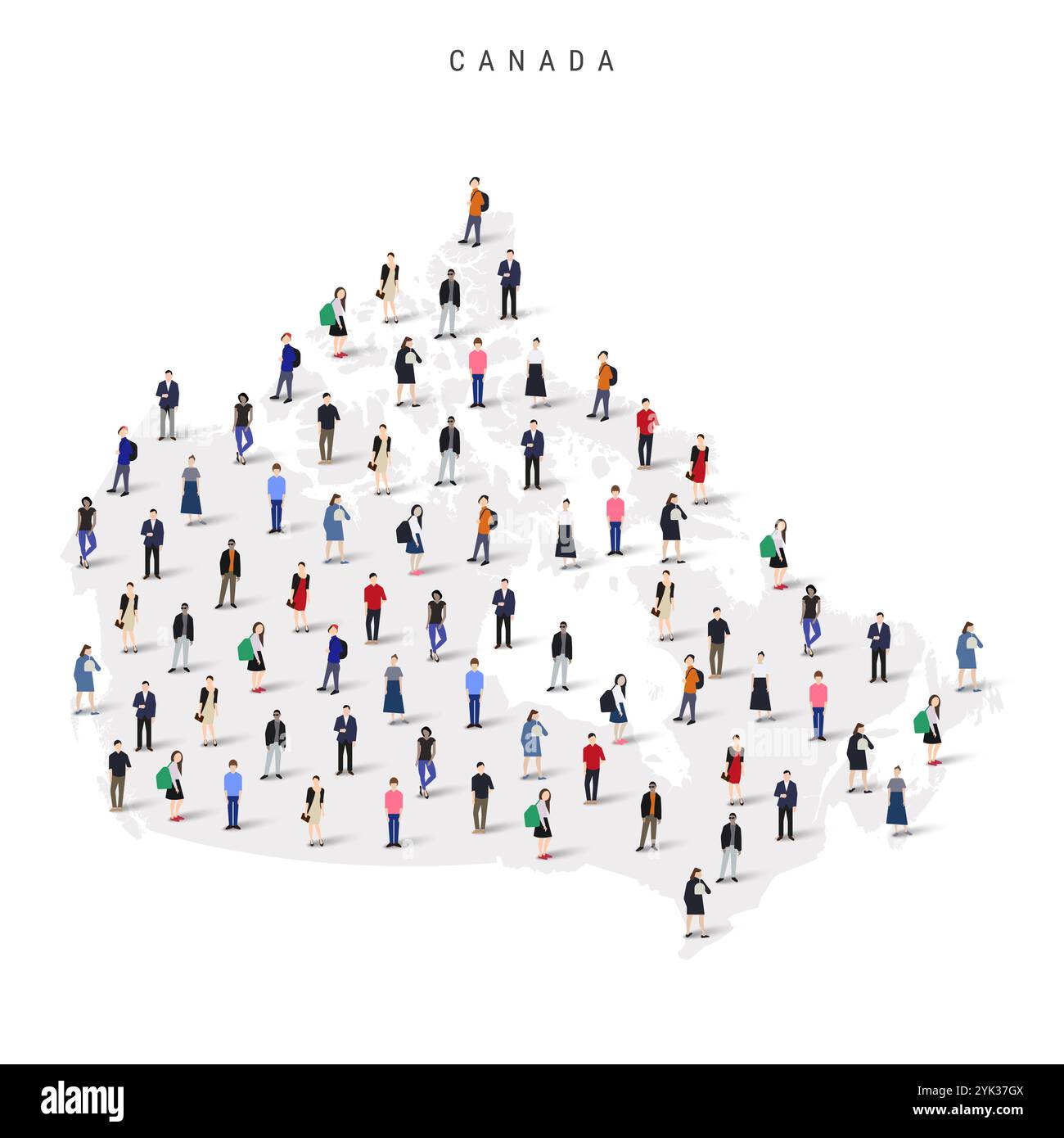 Canada population map. Large group of people in a shape of Canadian map ...