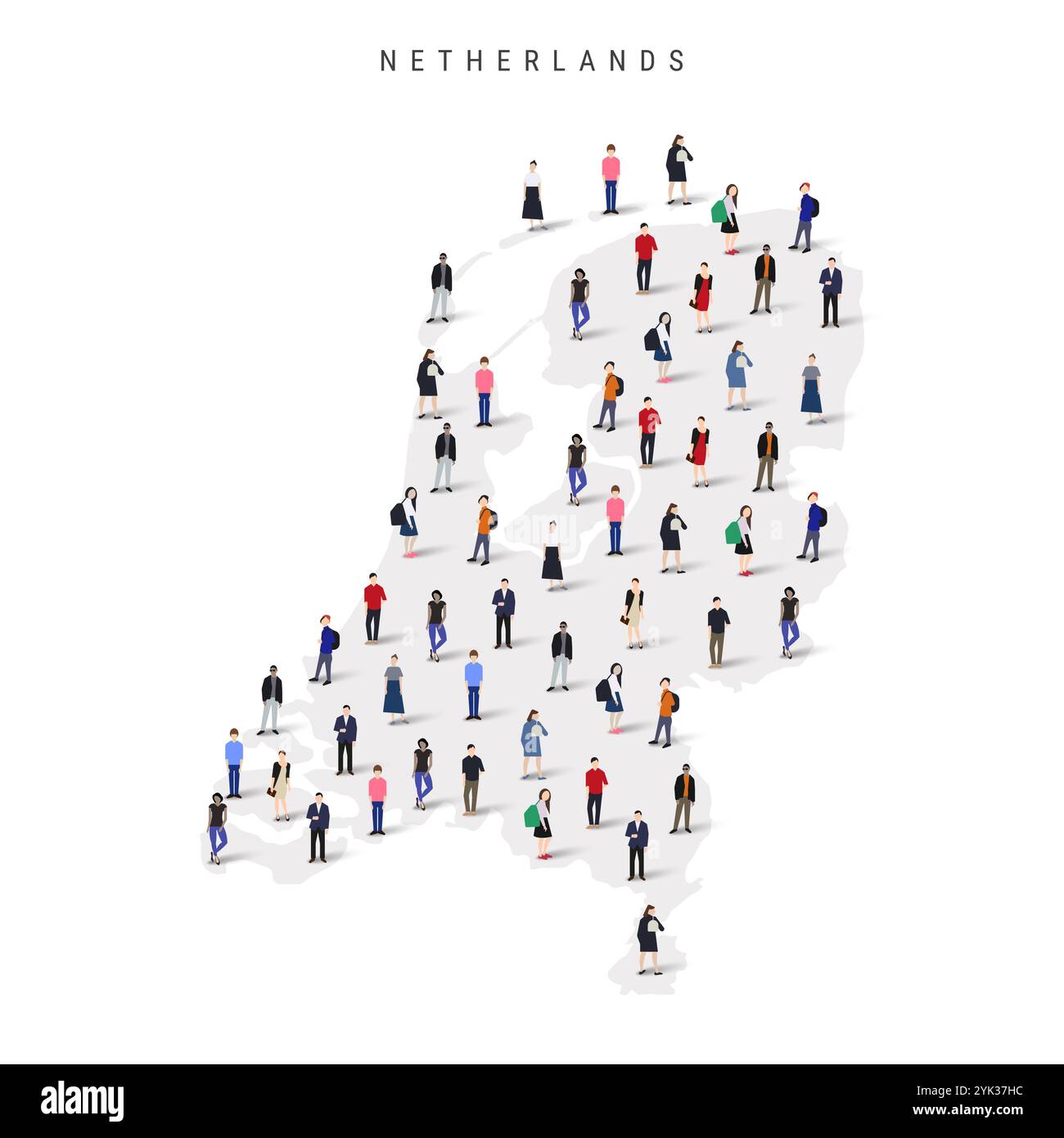 Netherlands population map. Large group of people in a shape of Holland ...