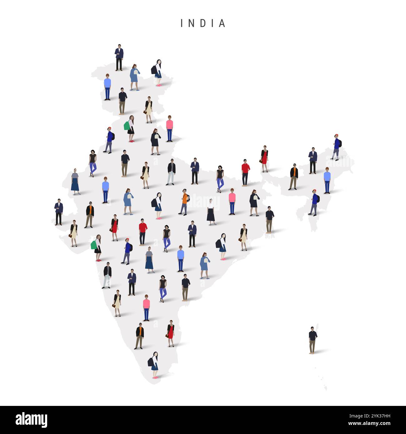 India population map. Large group of people in a shape of Indian map ...