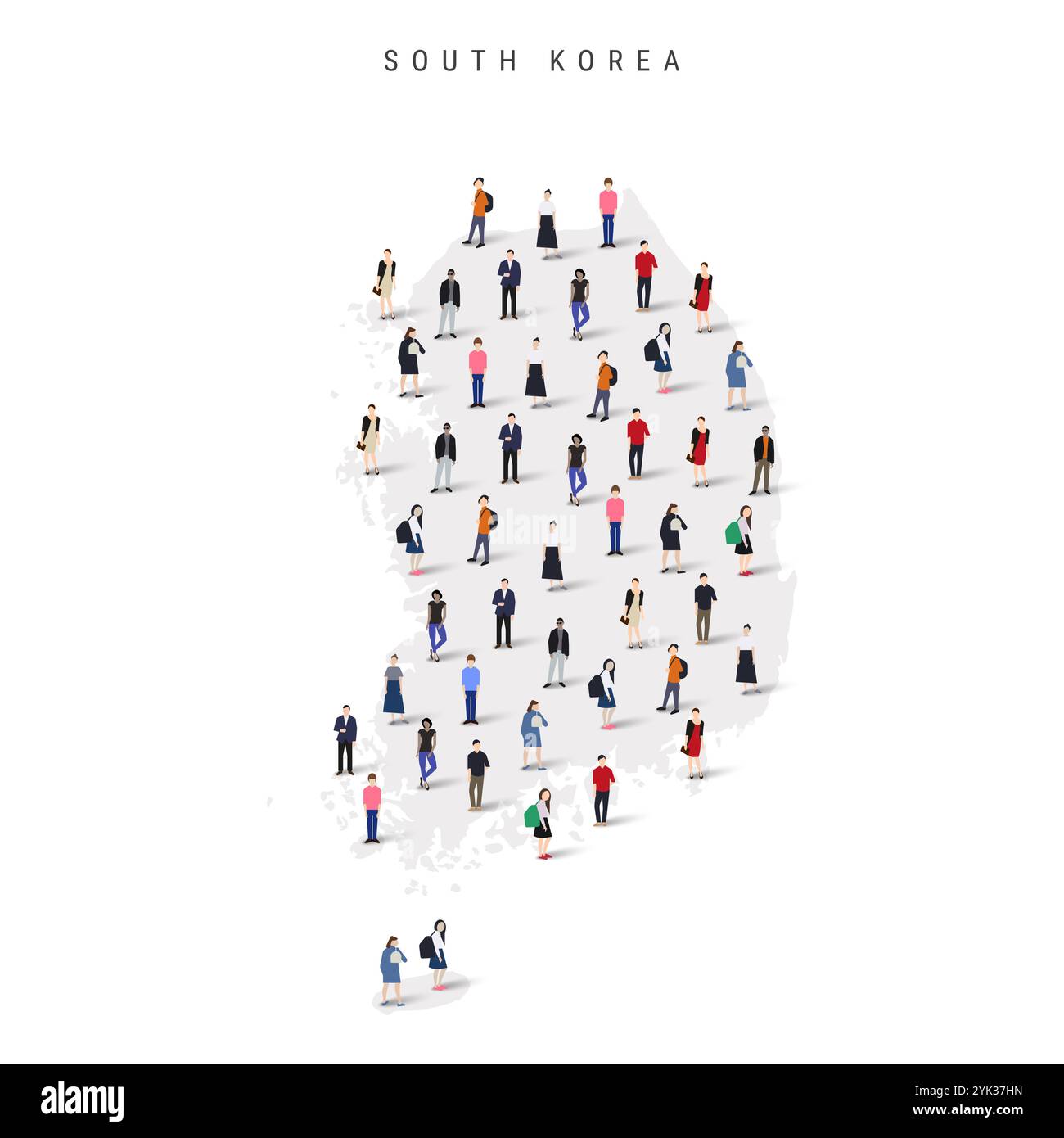 South Korea population map. Large group of people in a shape of South ...