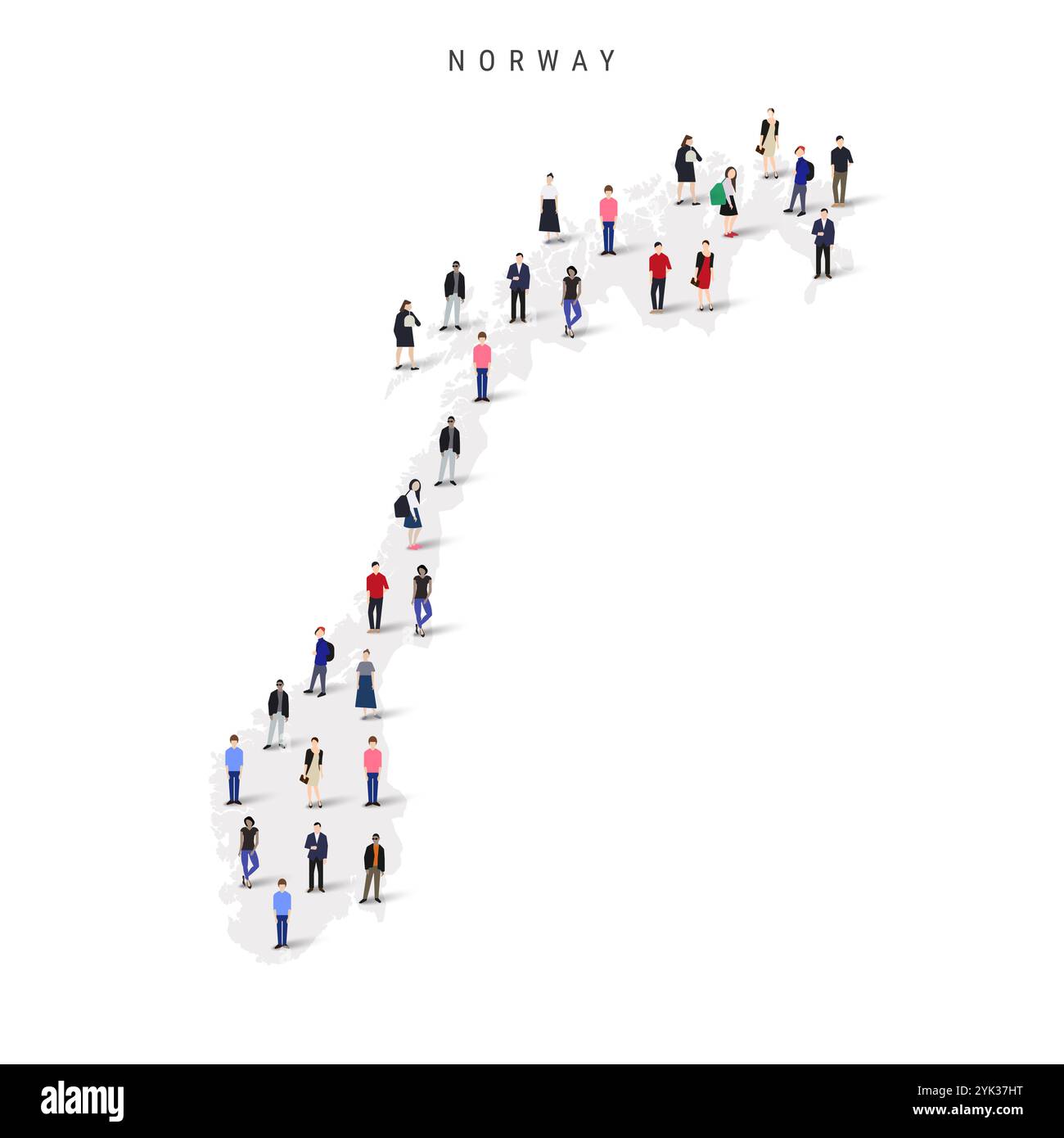 Norway population map. Large group of people in a shape of Norwegian ...