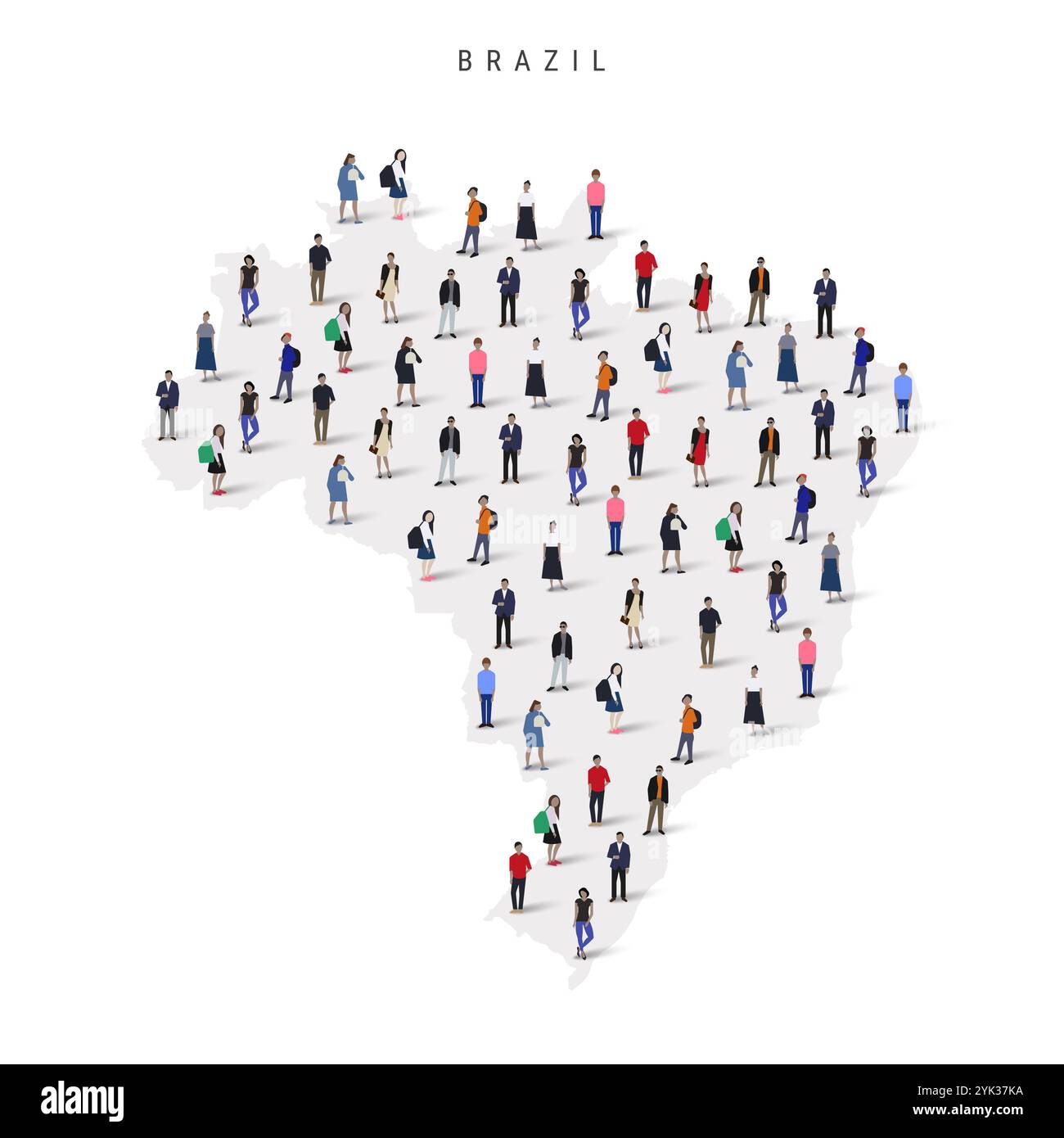 Brazil population map. Large group of people in a shape of Brazilian ...